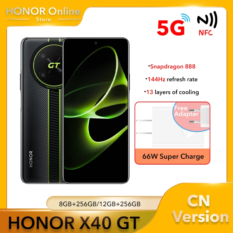 Honor x40 gt 5g smartphone snapdragon 888 smartphone 144hz flash esports tela 66w carga super ...