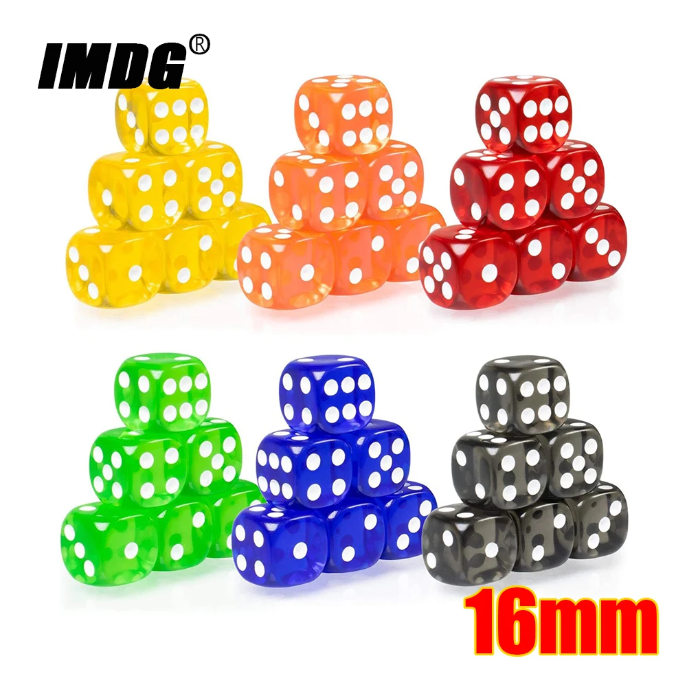 6pcs-Pack-New-Acrylic-Dice-16mm-Transparent-Round-Corner-High-Quality ...