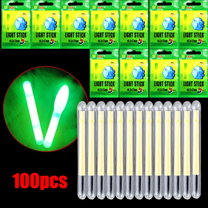 100pcs Fishing Float Light Stick Fireflies Fluorescent Lightstick Night ...
