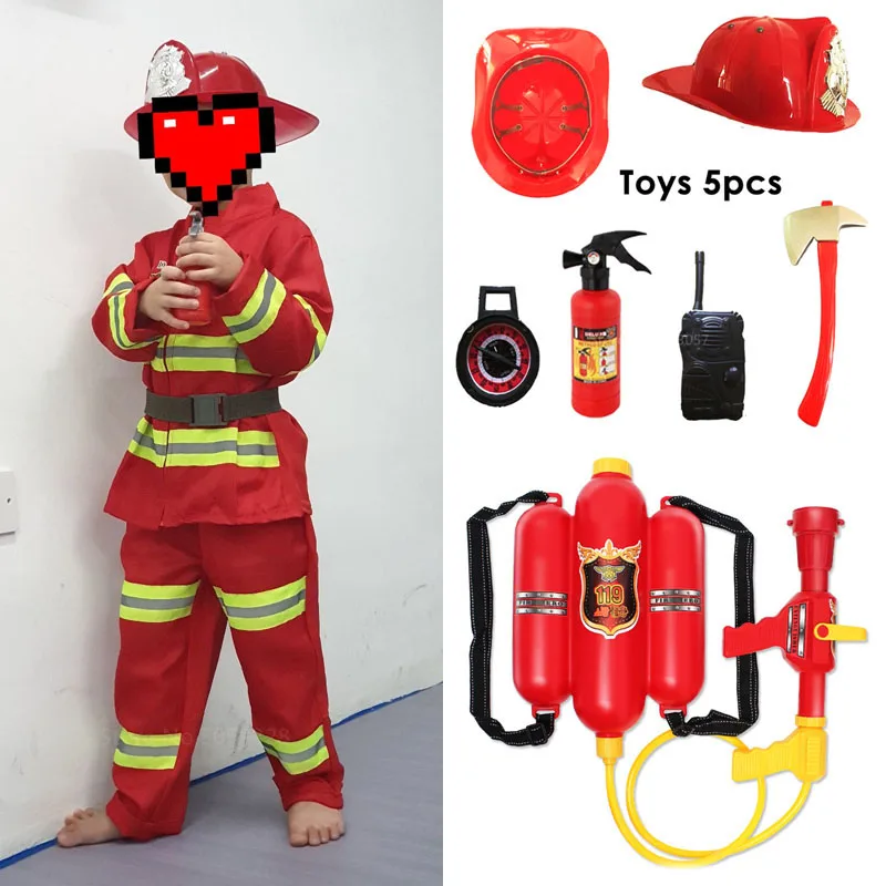 Firefighter Uniform Children Sam Cosplay Fireman Role Play Fancy ...