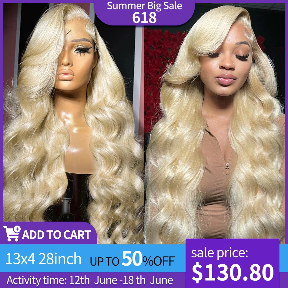 32 Inch 13x4 Body Wave 613 Honey Blonde Lace Front Human Hair Wig ...