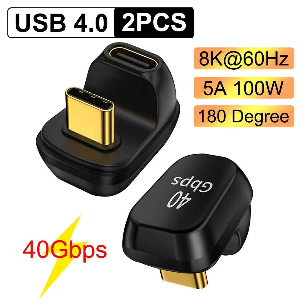 2-1PCS-USB4-0-40Gbps-Adapter-USB-C-Male-To-Female-180-100W-Fast ...