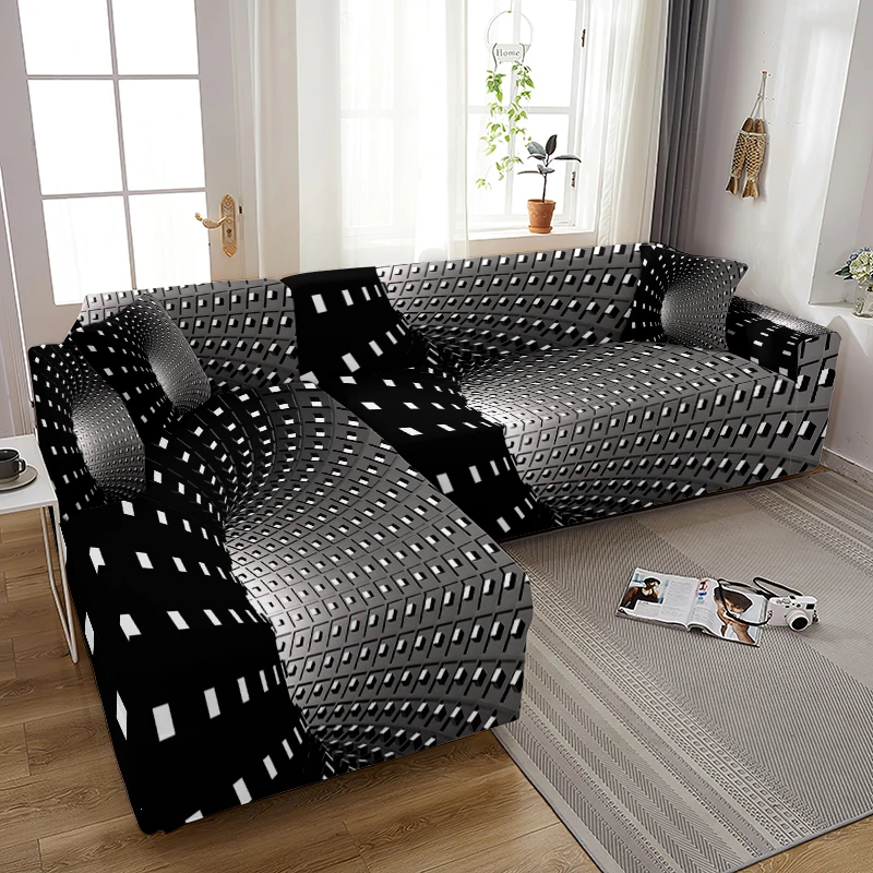 Geometric Patterns Sofa Cover Decoration Home Swirl Pattern Big Sofas ...