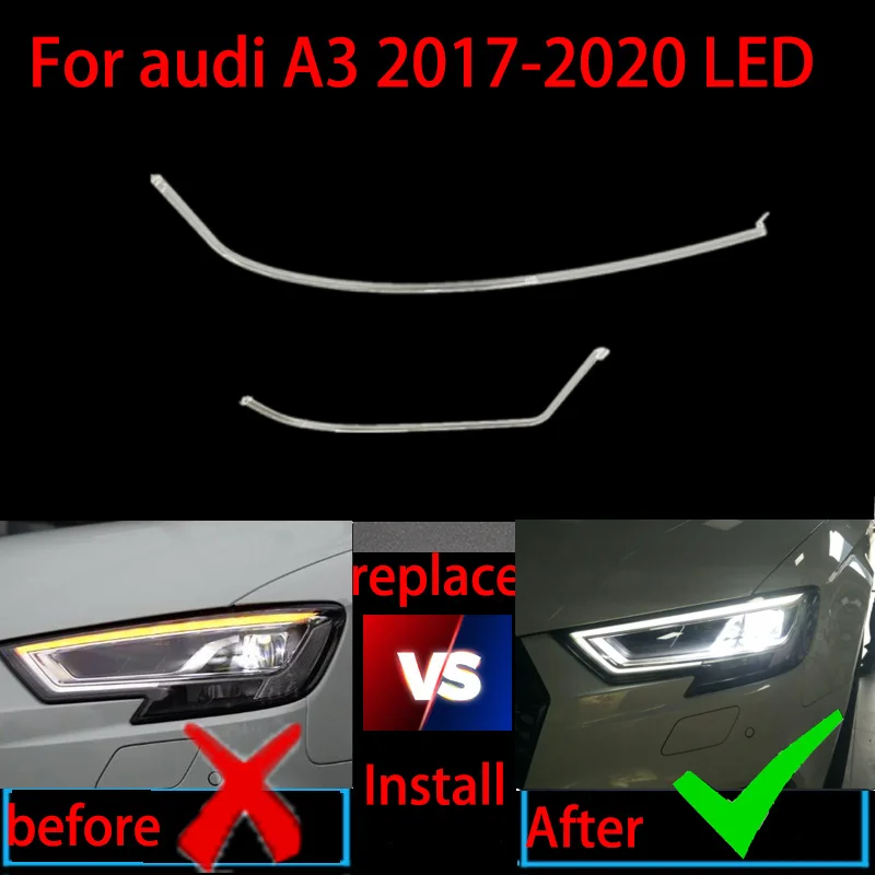 For Audi A3 S3 LED 2016-2018 DRL Daytime Running Lights Light Guide Plate Daytime Running Light ...