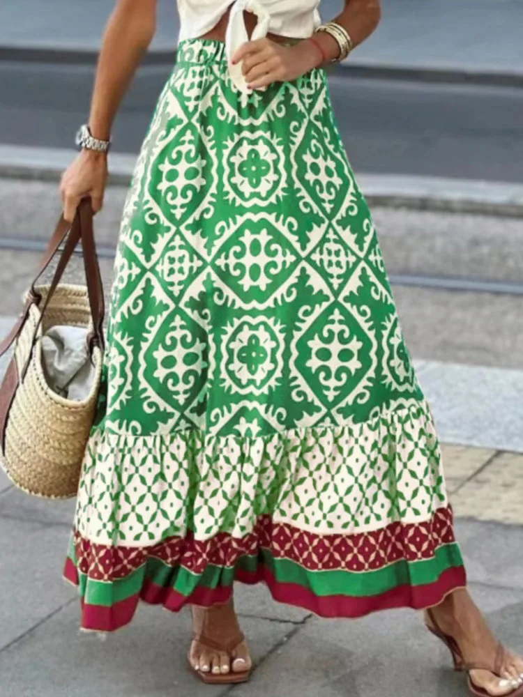 Spring-Summer-New-Printed-Skirts-For-Women-Fashion-Casual-Bohemian-A ...
