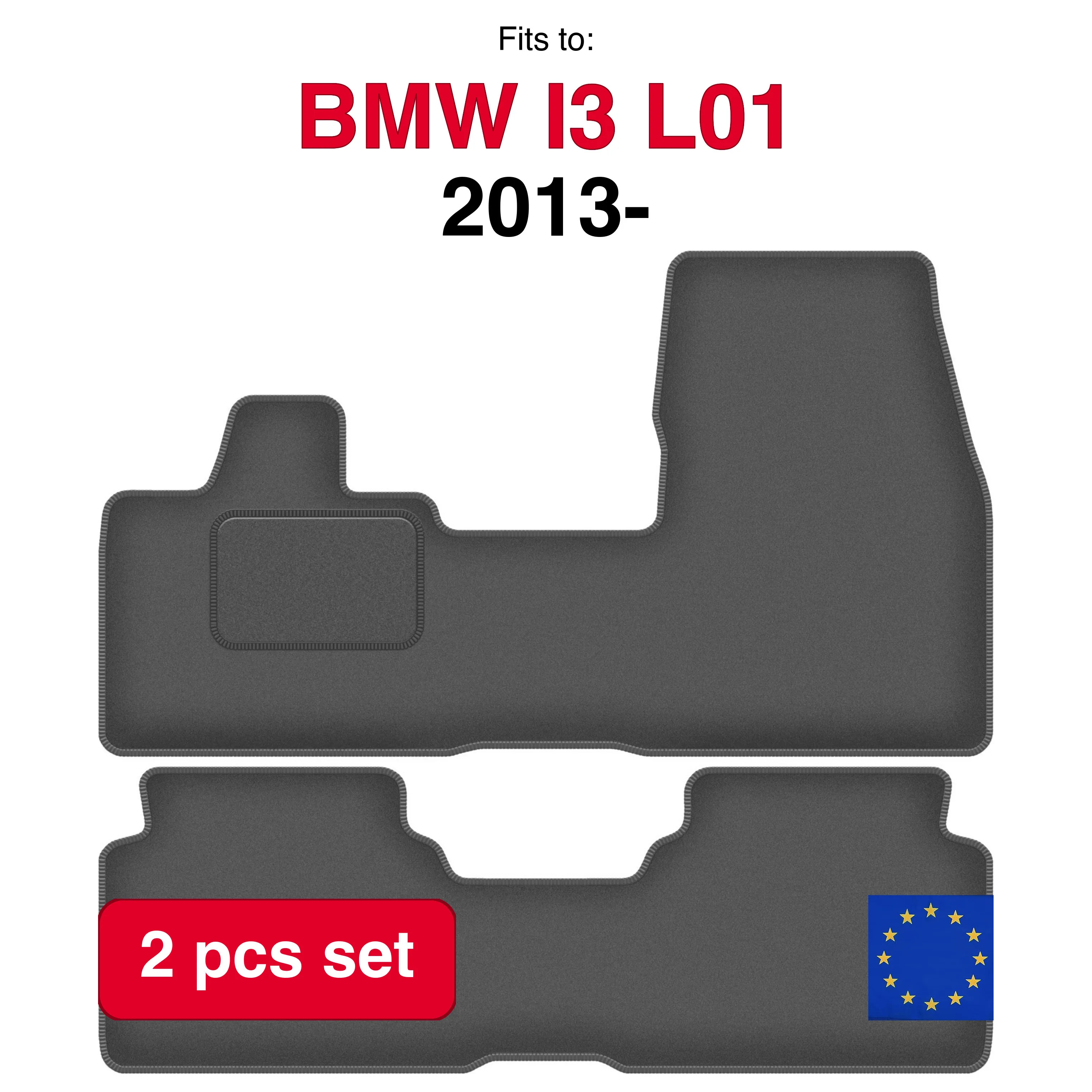 Car velour mats for BMW I3 L01 hatchback (2013-) -graphite (2 pcs ...