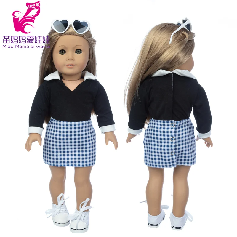 18-Inch-American-OG-Girls-Doll-Clothes-Black-Blouse-Tights-Skirt-40cm ...