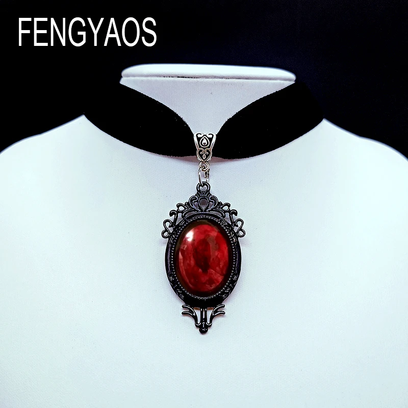 Gothic Vampire Cameo Choker Velvet Necklace for Women Fashion Pagan ...