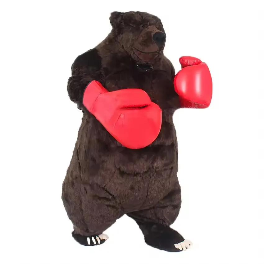 2028 High Quality Furry Giant Boxing Bear Inflatable Costume Plush ...
