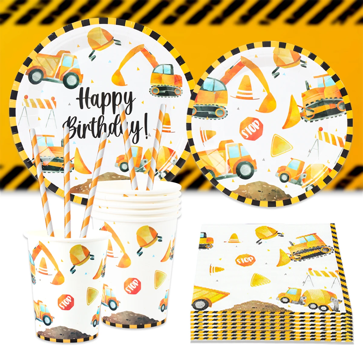Construction-Disposable-Tableware-Birthday-Party-Decor-Kids-Boy ...