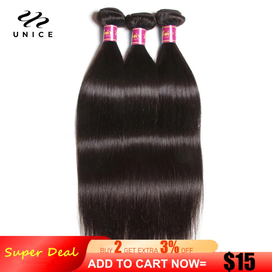 UNICE HAIR 30 Inch Brazilian Bone Straight Hair Bundles 100% Human Hair ...