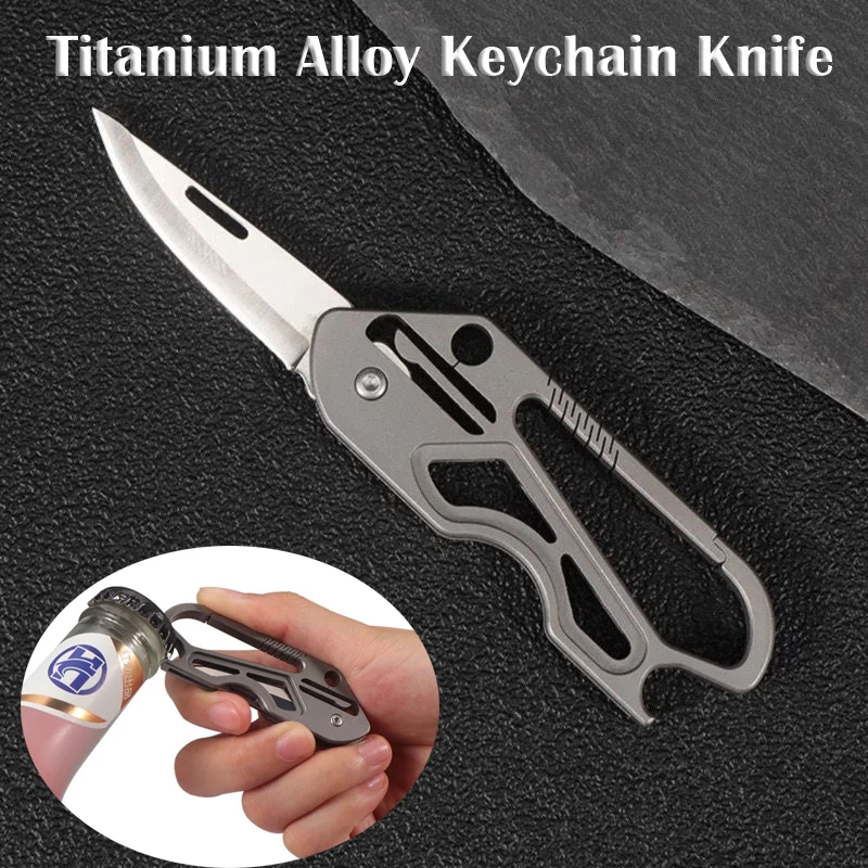 Titanium-Alloy-Keychain-Folding-Knife-High-Hardness-7CR-Blade-Pendant ...