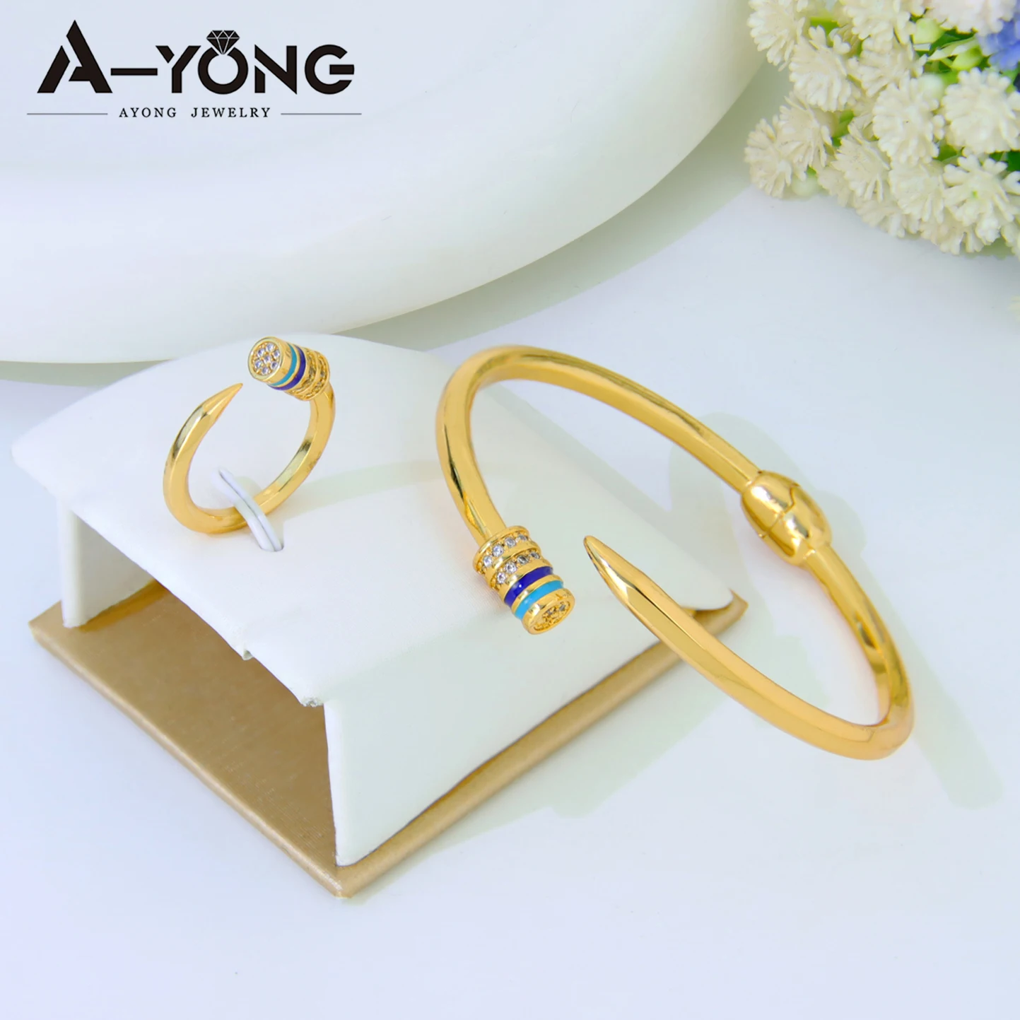 Fashion-Saudi-Gold-Color-Bracelet-Ring-Set-21k-Gold-Plated-Chic-Zircon ...