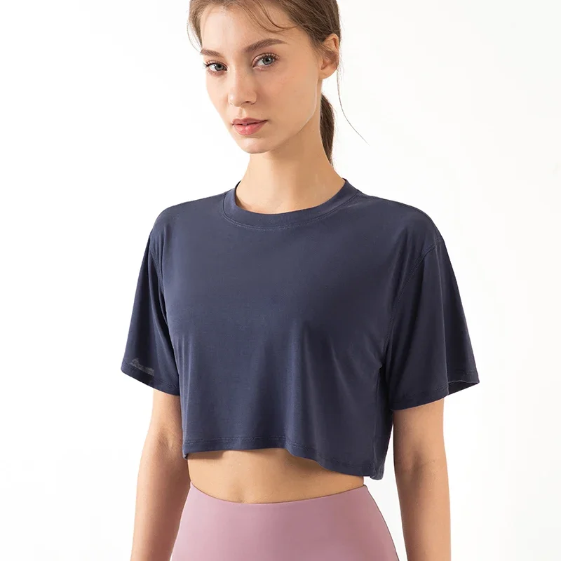 Women-Yoga-Tops-Loose-Running-Exercise-Sport-Crop-Top-Ultralight ...