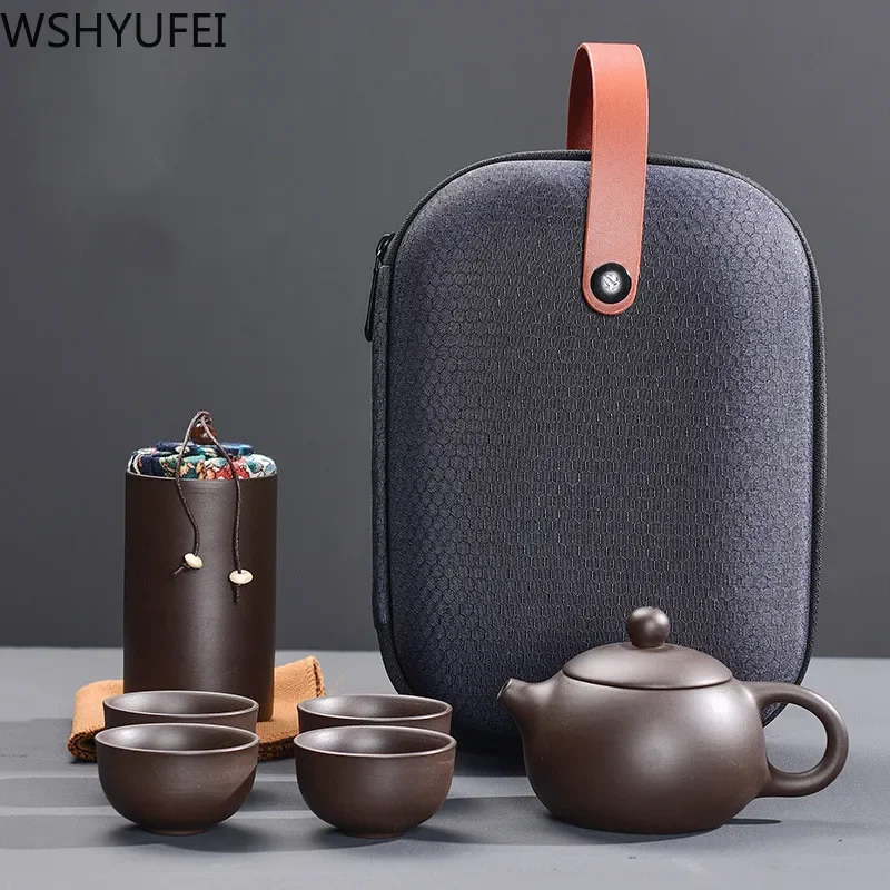 Portable-Travel-Tea-set-Yixing-Zisha-Handmade-Tea-Pot-Tea-set-Tea-Set ...