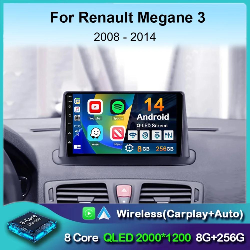 Android-14-Carplay-Auto-Car-Radio-For-Renault-Megane-3-Fluence-Samsung ...