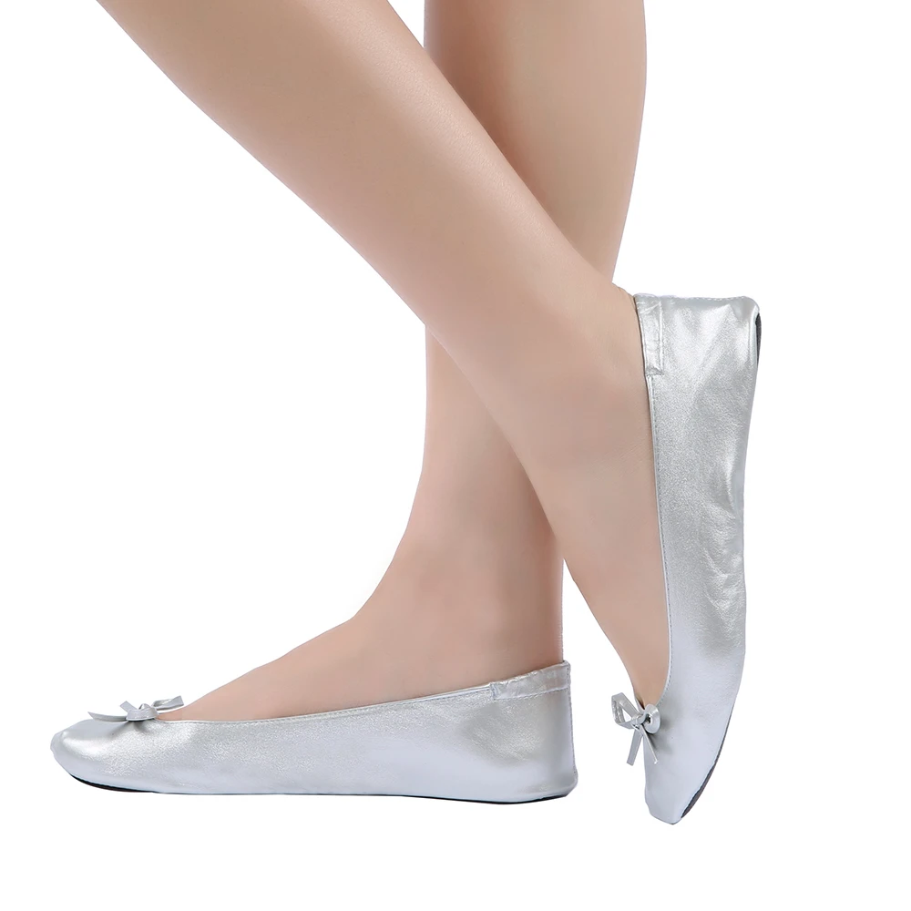 Silver-Shoe-Flats-Portable-Fold-Up-Ballerina-Flat-Shoes-Roll-Up ...