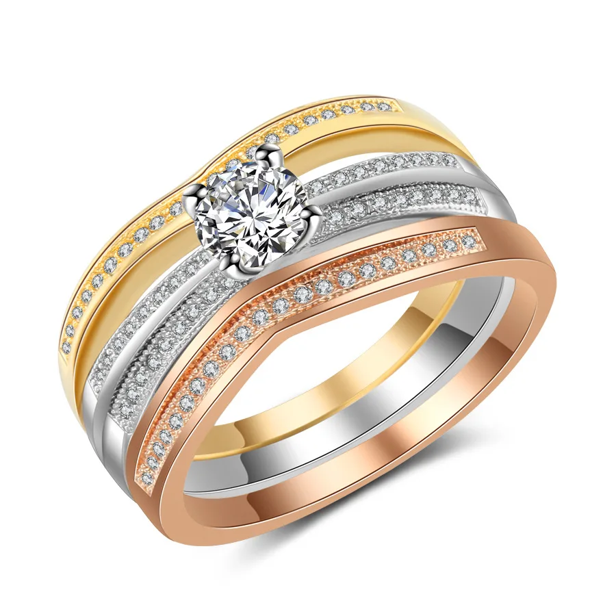 18K-Multi-Gold-Ring-3pc-Set-for-Women-Natural-Diamond-with-Diamond ...