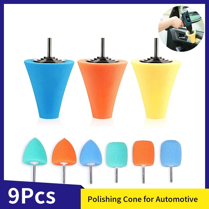Polishing Cone 9 PCS Sponge Buffing Pad for Automotive Car Wheel Hub ...