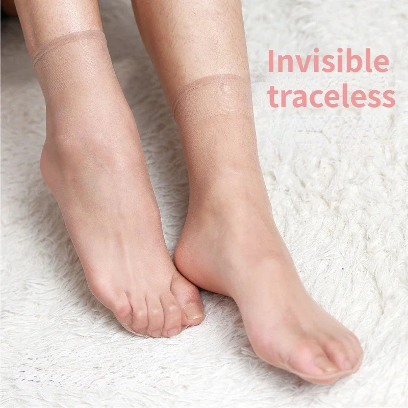 5Pairs Skin Color Ultrathin Women Socks Summer Transparent Crystal Silk ...