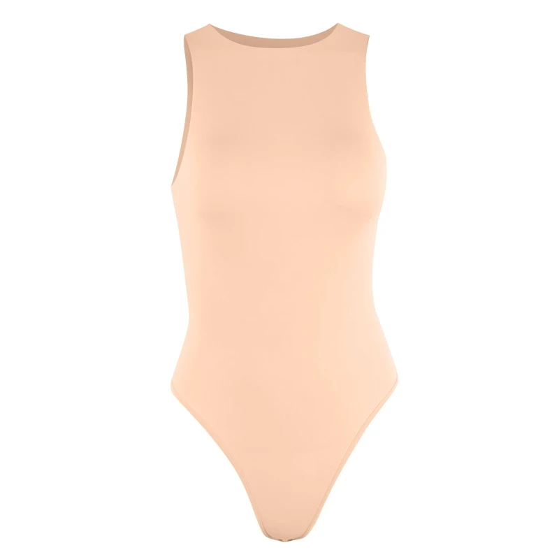 Body-sin-mangas-con-cuello-redondo-para-mujer-body-b-sico-liso-de-Color ...