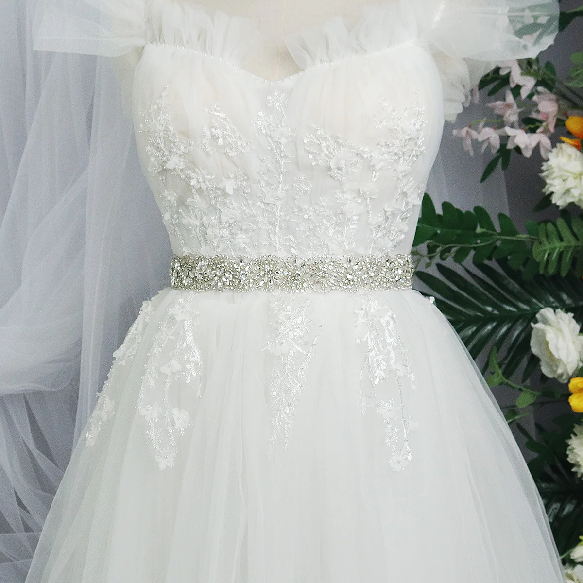 Rhinestone Bridal Belt for Wedding Dress Accessories Silver Color ...
