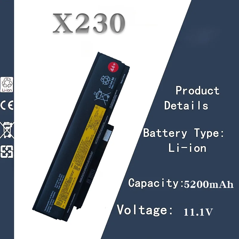 11.1V 5200mAh/8600mAh Laptop Battery for Lenovo ThinkPad X230/X220i ...