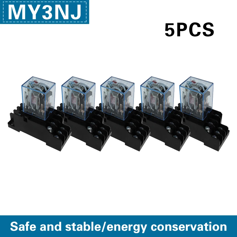 5Set-Electromagnetic-Coil-General-DPDT-Power-Relay-MY3NJ-11Pins-HH53P-DC12V-24V-AC-110V-220V ...