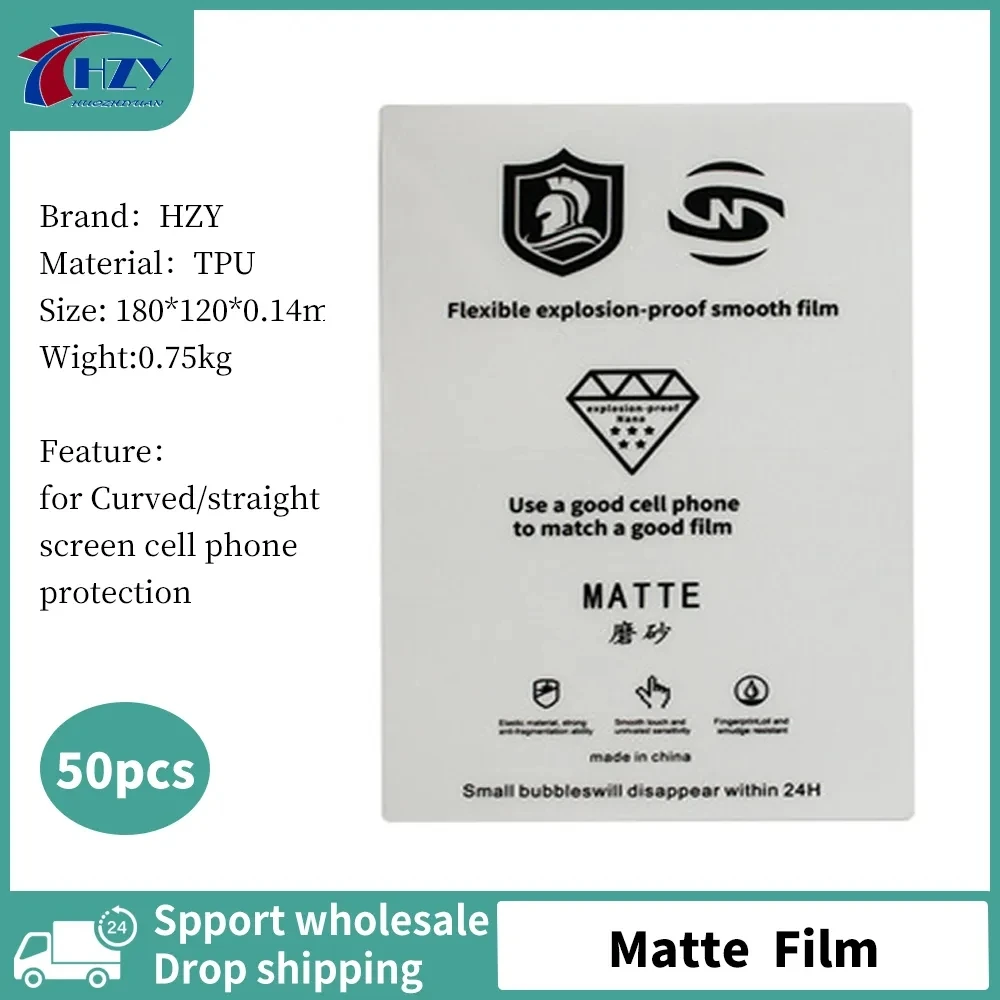 HZY-50Pcs-Mobile-Phone-TPU-Hydrogel-Film-HD-Clear-Matte-Privacy-Screen ...