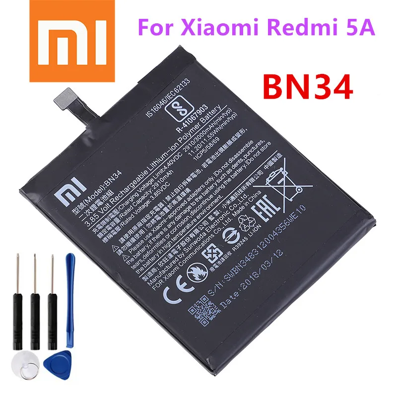 Xiao-mi-100-original-bn34-3000mah-bateria-para-xiaomi-redmi-5a-bn34 ...