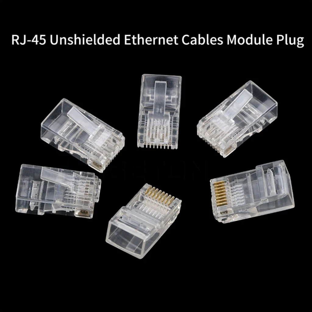 Mini-100Pcs-RJ-45-Ethernet-Cables-Module-Plug-Network-Connector-For-UTP ...