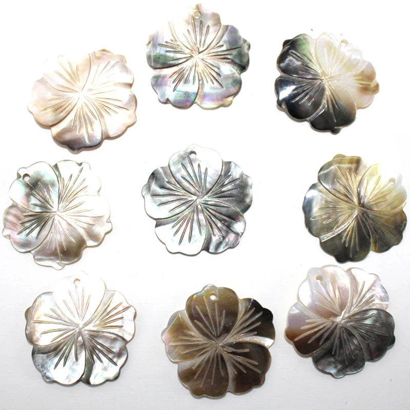 Wholesale 5PCS Natural Shell Handmade Carved The Flower Shape Pendant ...