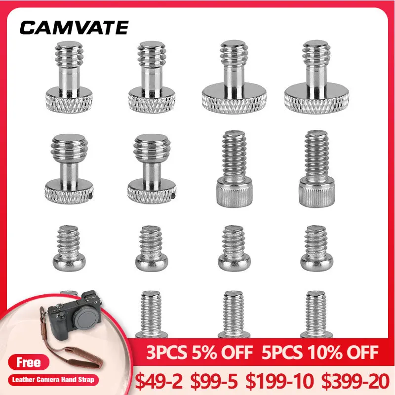 CAMVATE 16Pcs 1/4" 20 & 3/8" 16 & M5 Thread Screw Nuts Assortment Kit ...