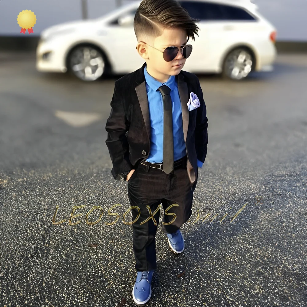 Fato-de-veludo-preto-infantil-conjunto-de-2-pe-as-festa-de-casamento ...
