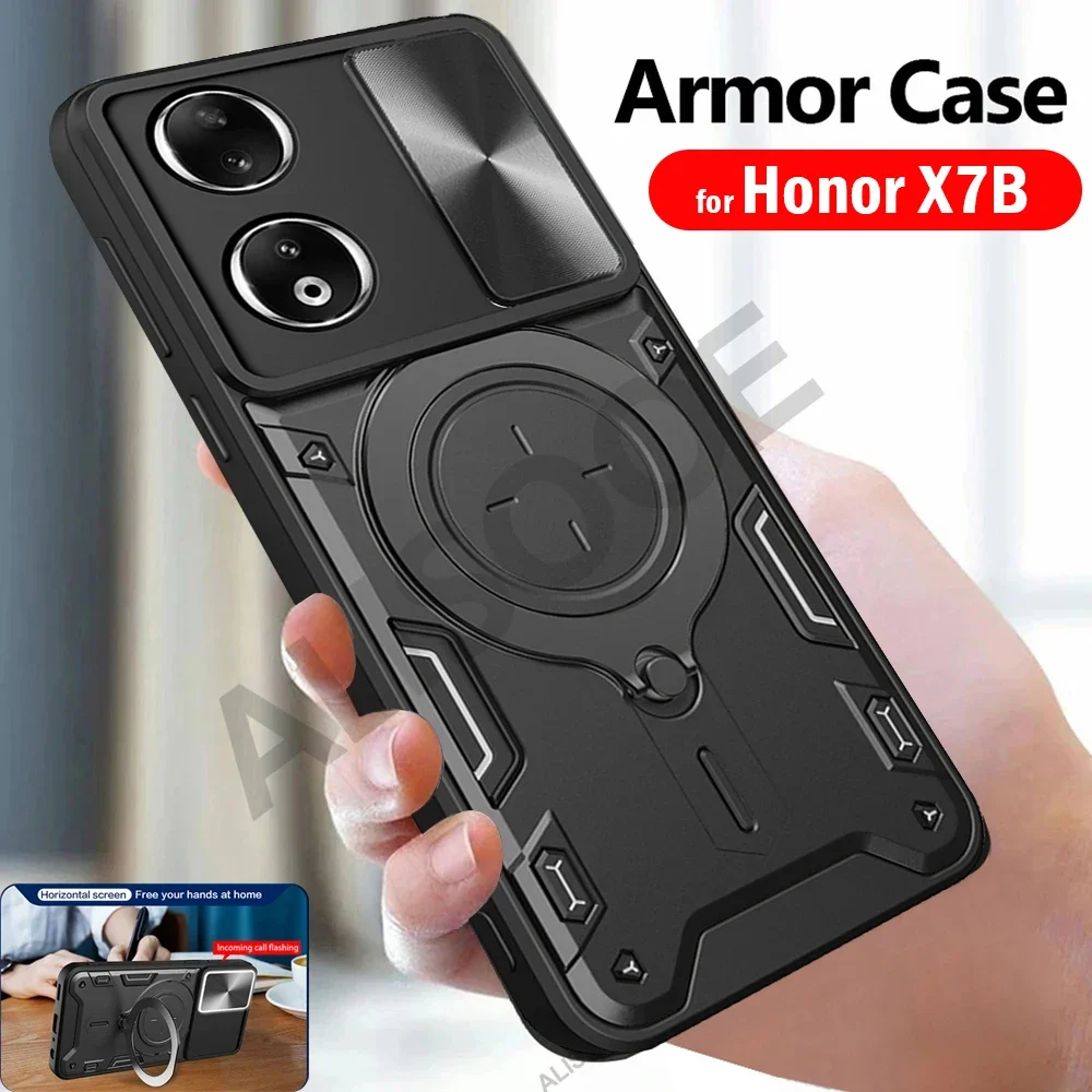 Slide-Camera-Funda-for-Honor-X7B-Case-Magnetic-Ring-Stand-Cover-for ...