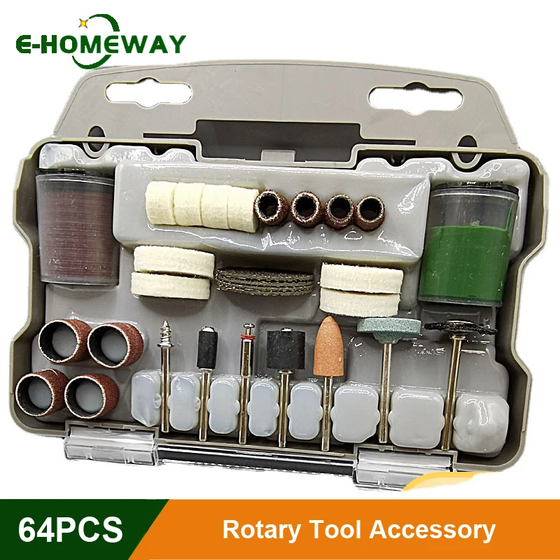 64PCS-Abrasive-Rotary-Tool-Accessories-Set-Electric-Mini-Drill-Bit-Kit ...