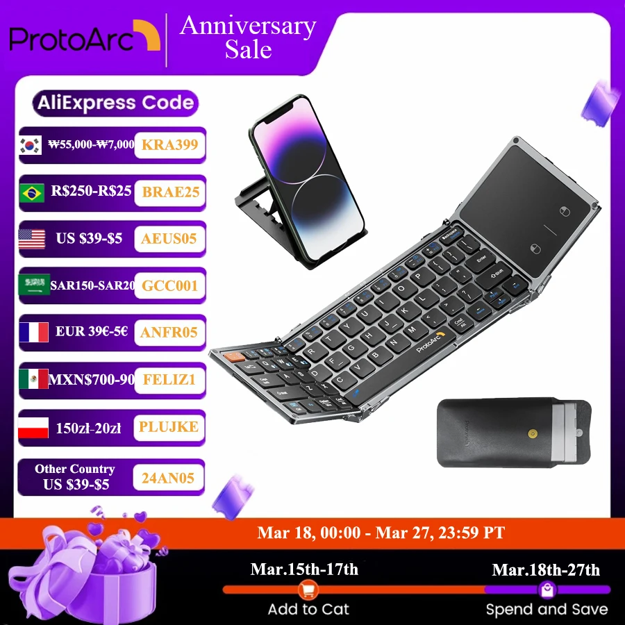 ProtoArc-XK02-Foldable-Bluetooth-Keyboard-with-Touchpad-Folding ...