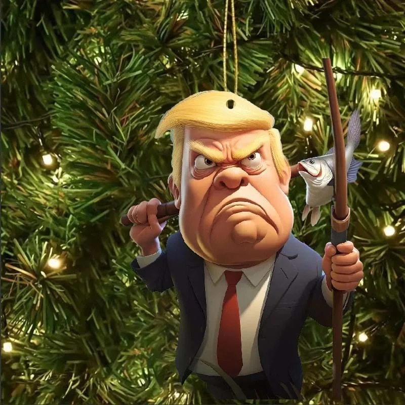 Creative-Funny-Trump-Christmas-Ornaments-Acrylic-Keychain-Pendant-Flat ...