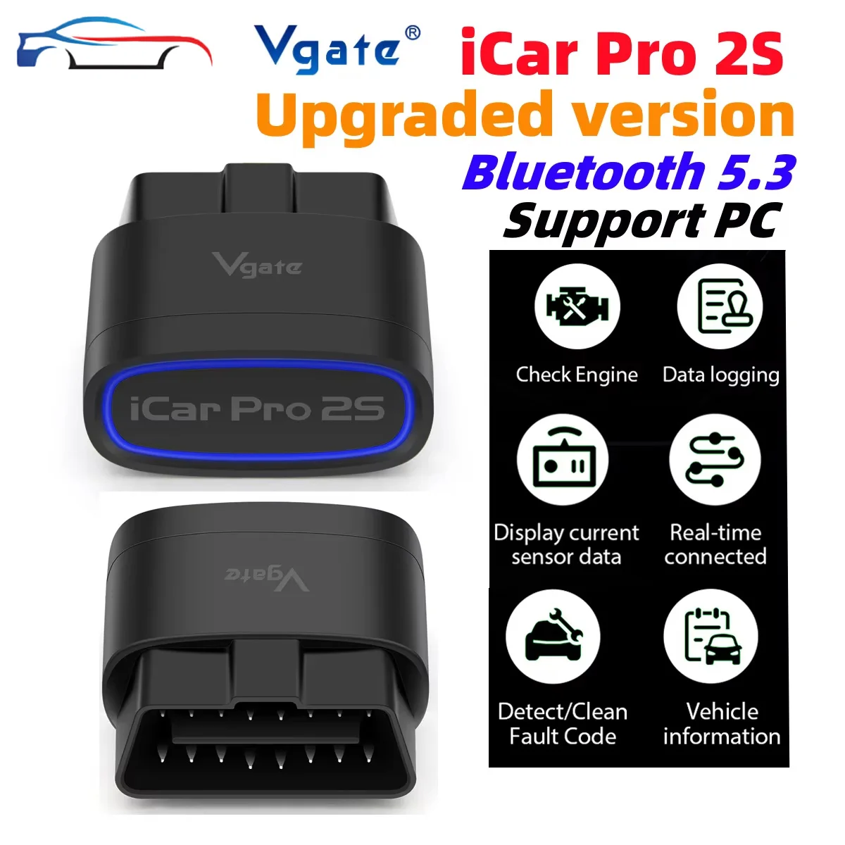 Vgate iCar Pro 2S ELM327 OBD2 сканер Bluetooth сканирование считыватель автомобильных кодов ...
