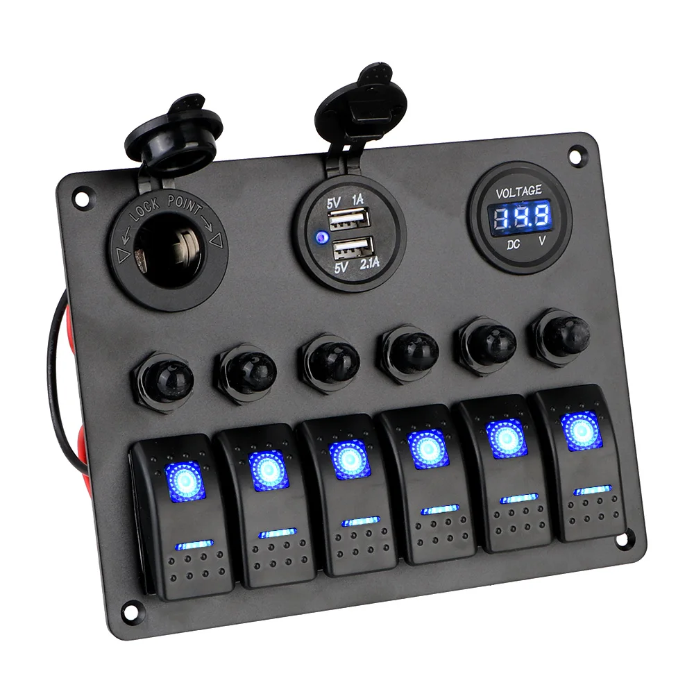 DC-12V-24V-Dual-USB-Ports-Digital-Voltmeter-Aluminum-Panel-Car-Marine ...