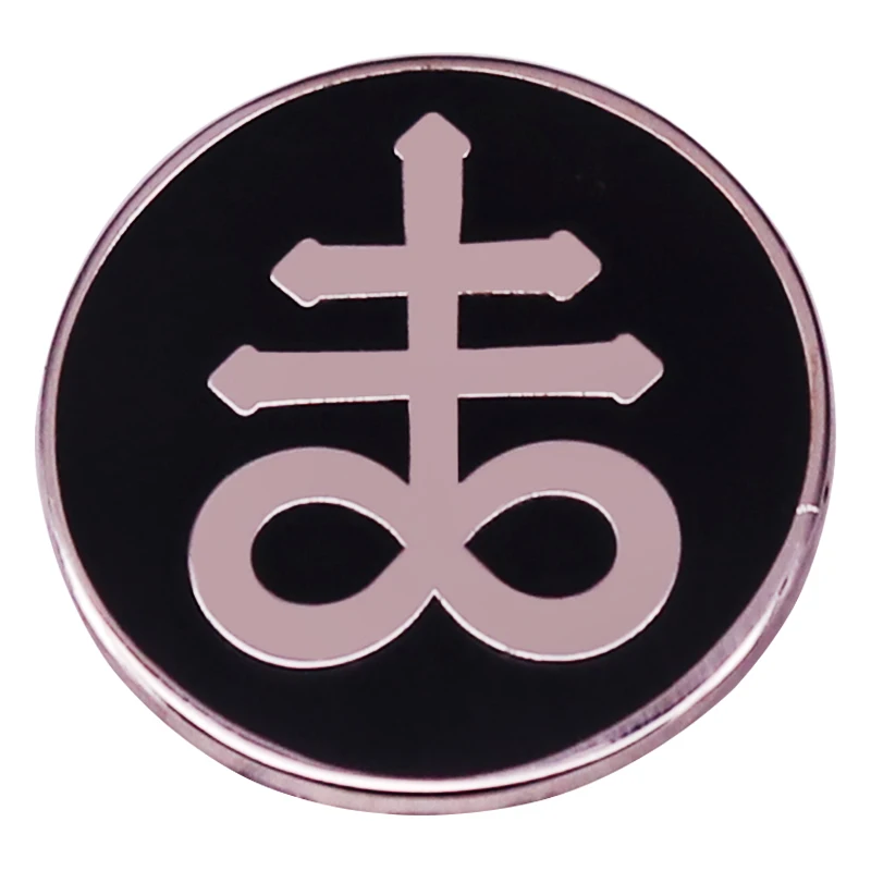Satanic Cross Enamel Pin Double Crosses Infinity Symbol Brooch Badge ...