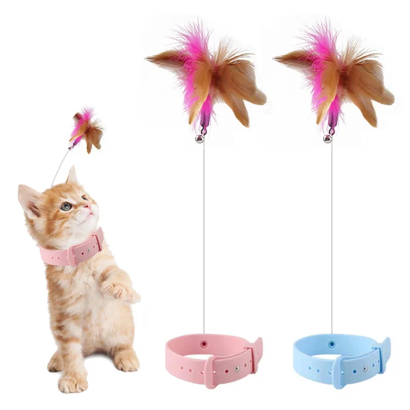 Cat Toys Feather Collar Self-healing Interactive Plaything Funny Cats ...