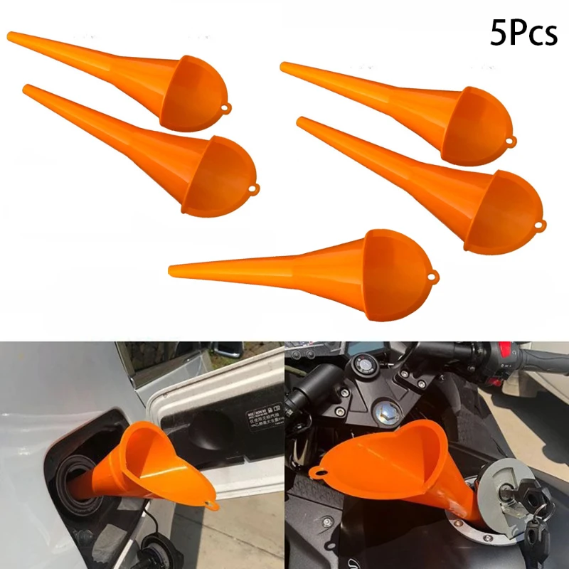 자동차 긴 스플래시 방지 플라스틱 오일 깔때기 스템 깔때기 가솔린 오일 깔때기 도구 오토바이 급유 도구 자동차 액세서리 5 개