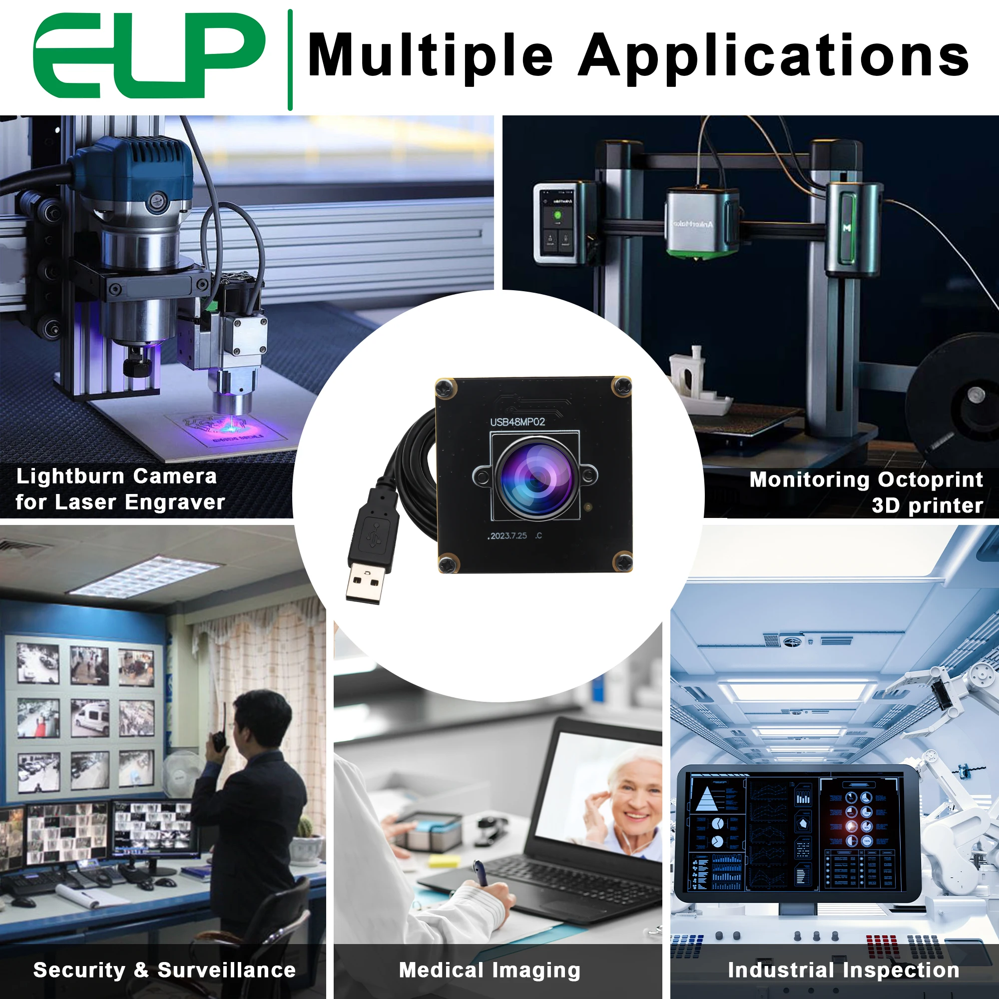 ELP 48mp USB Camera Module 30fps for Computer Wide Angle PC Camera Mini ...