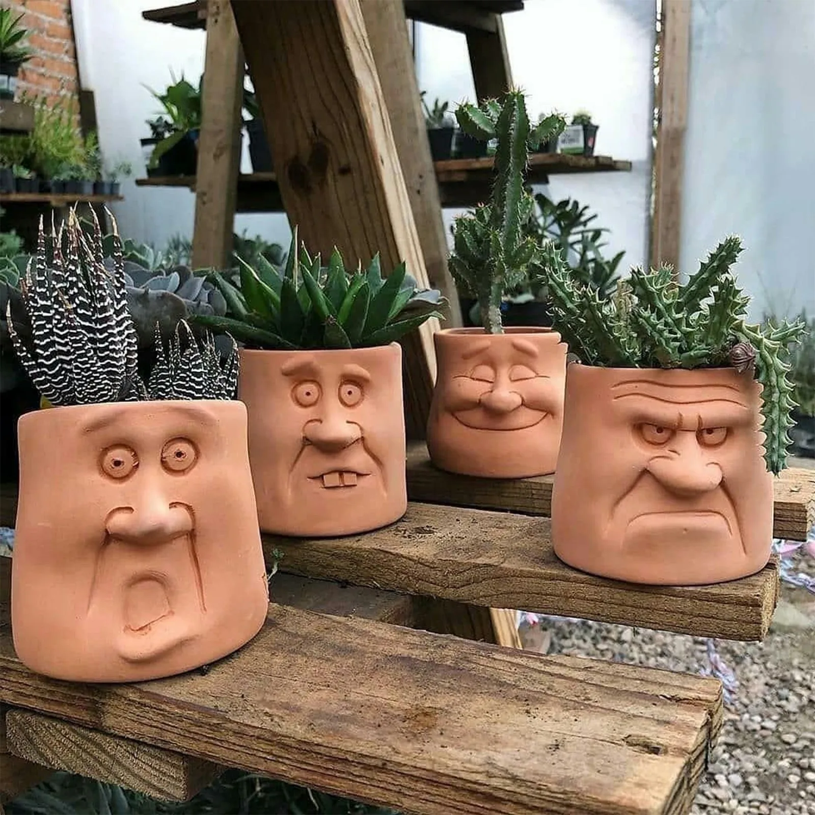 Flower-Pots-Decorated-With-A-Caricature-Of-A-Face-Funny-Potted-Resin ...