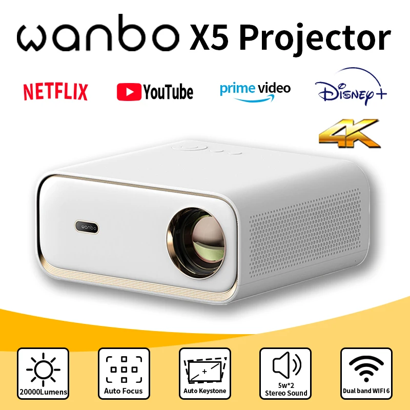 Wanbo-X5-Projector-4K-1100ANSI-Stereo-Sound-Dual-Band-Wifi-1080P-20000 ...