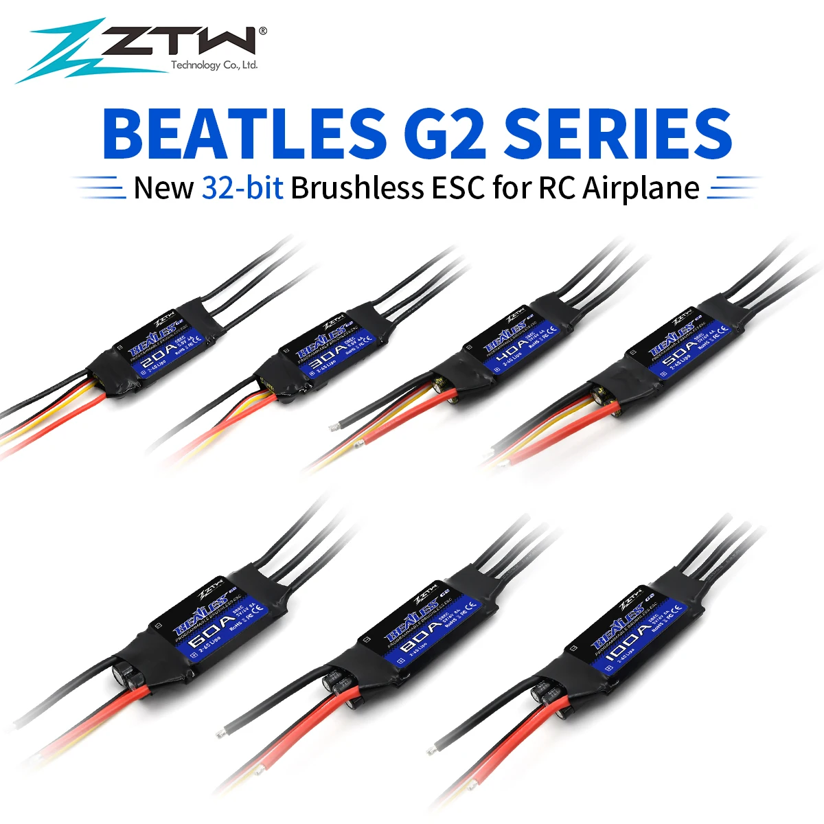 ZTW 32-Bit Brushless ESC Beatles G2 20A/30A/40A/50A/60A/80A/100A 2-6S ...