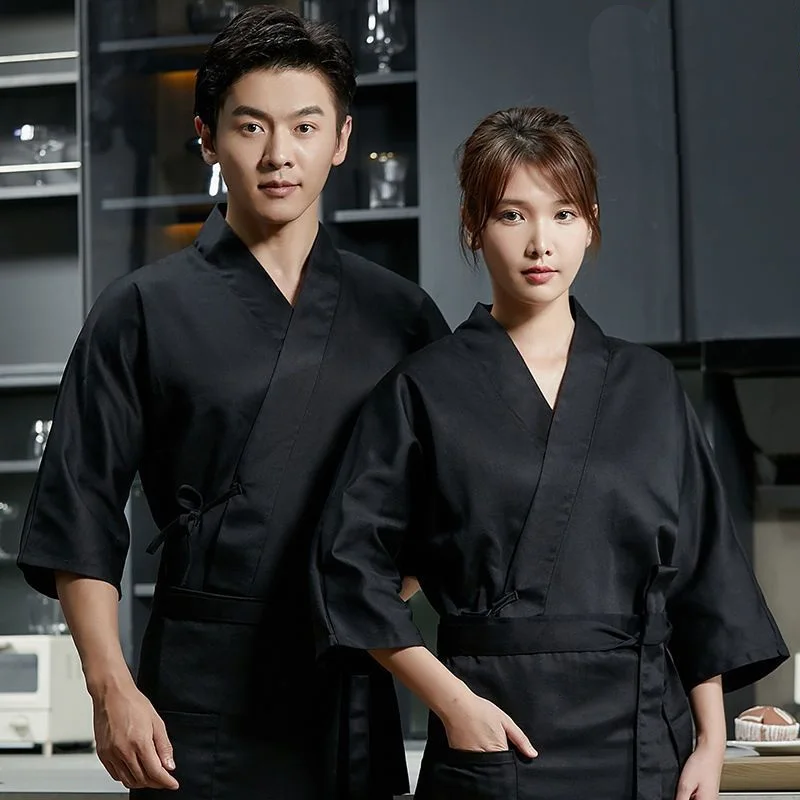 Chef-Uniform-Japanese-Cuisine-Jacket-Sushi-Shirt-Summer-Kimono-Work ...