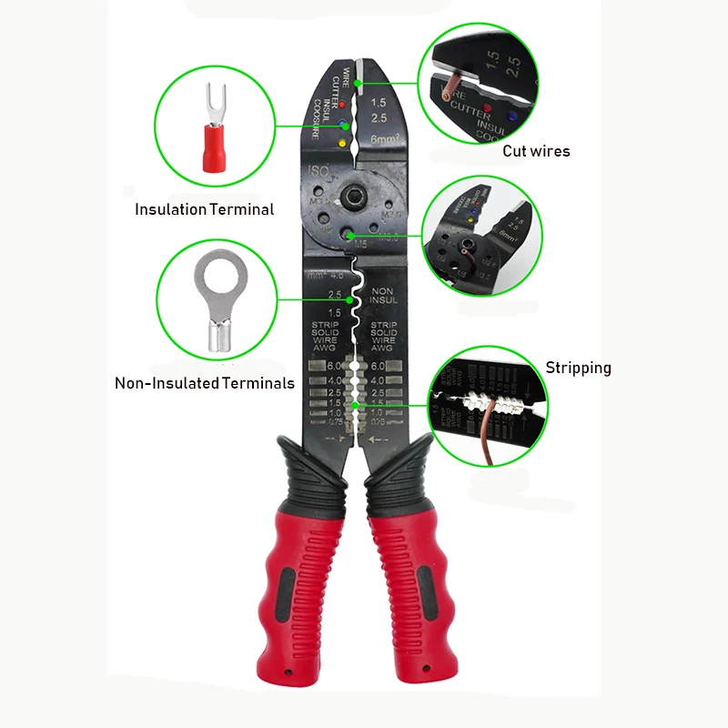 Non-insulated Crimp Tool Crimping Tool Set Wire Stripper Cutter ...
