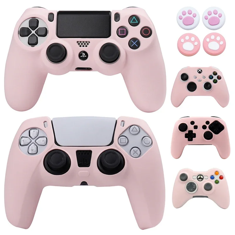 Pink-Soft-Silicone-Protective-Case-For-PS4-PS5-Xbox-One-S-Xbox-Series-S ...
